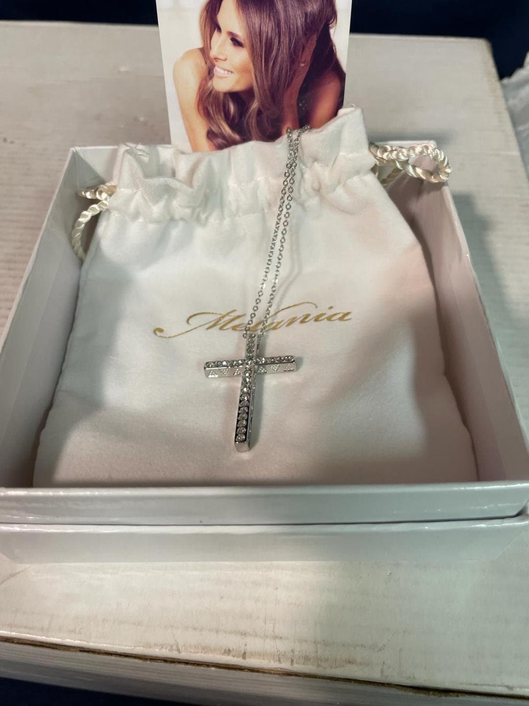 Melania Trump Silver Tone Cross Necklace - Etsy