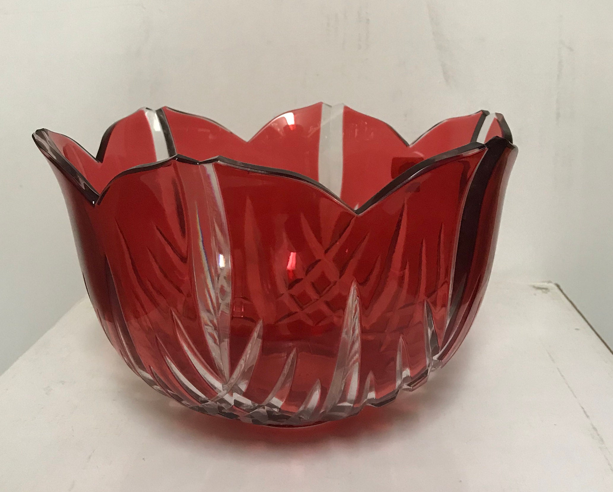 AJKA Crystal Ruby Red Bowl - Etsy