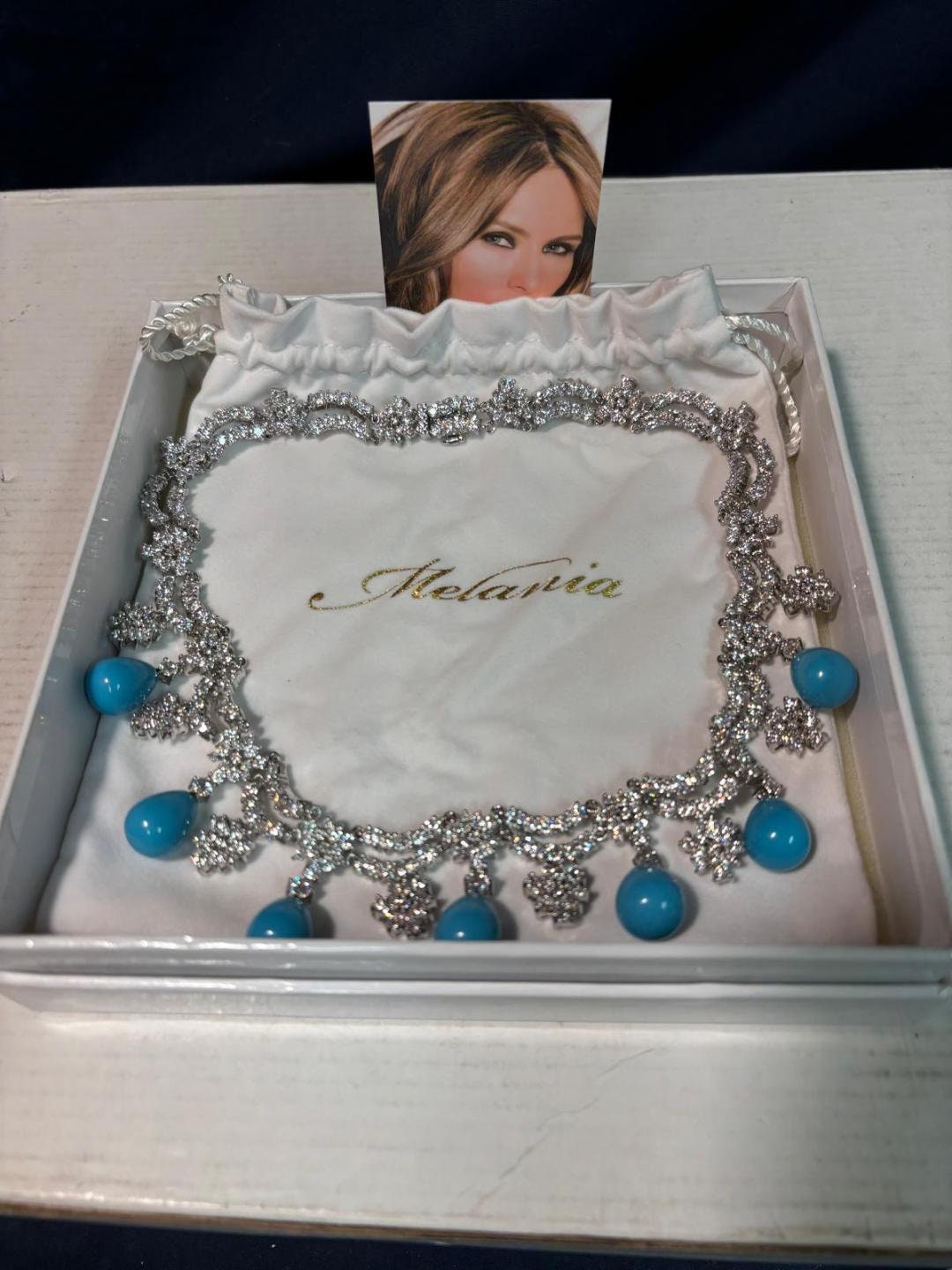 Melania Trump Turquoise Necklace With CZ . - Etsy