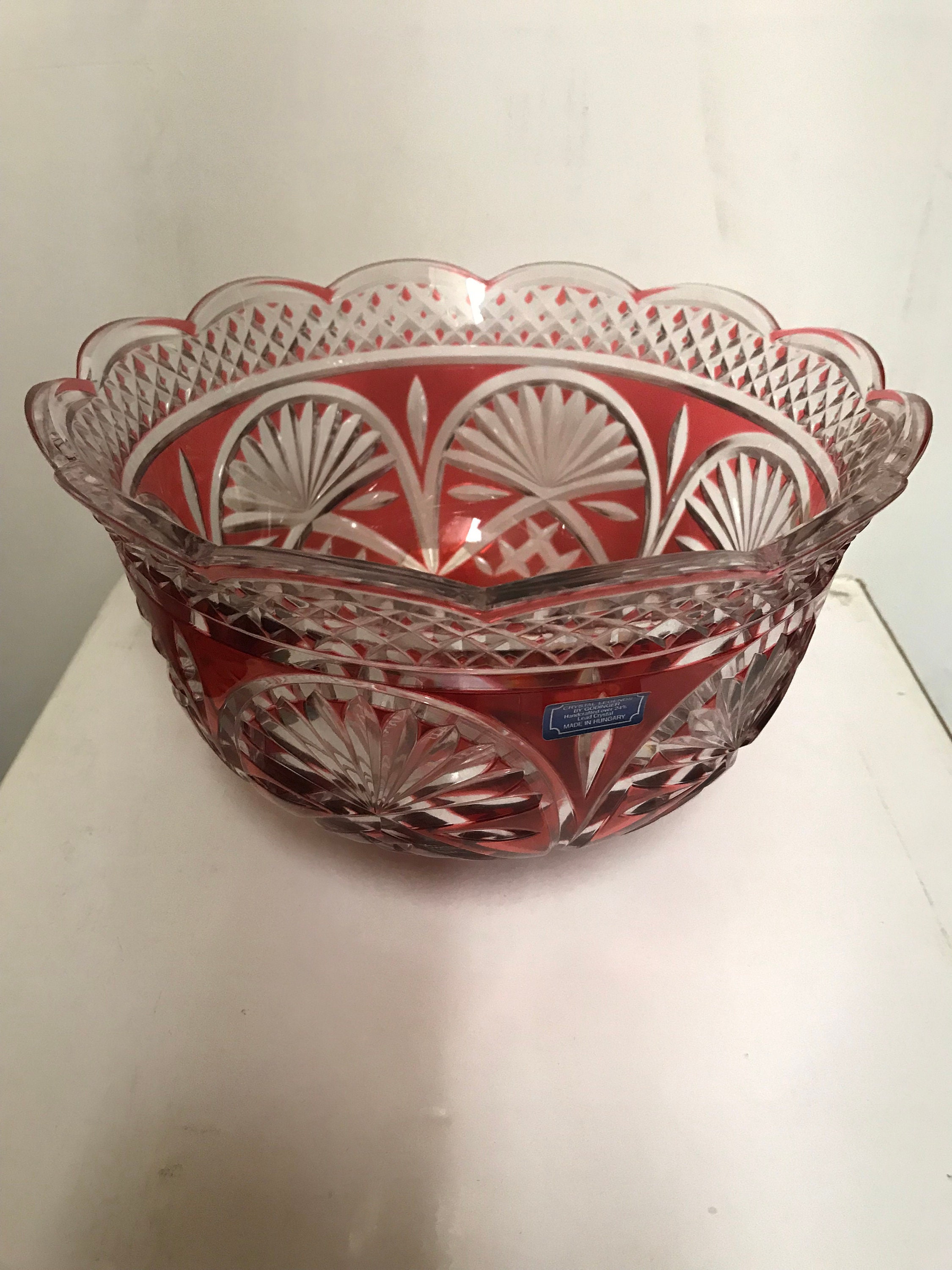 AJKA Crystal Ruby Red Bowl With Unique Design - Etsy