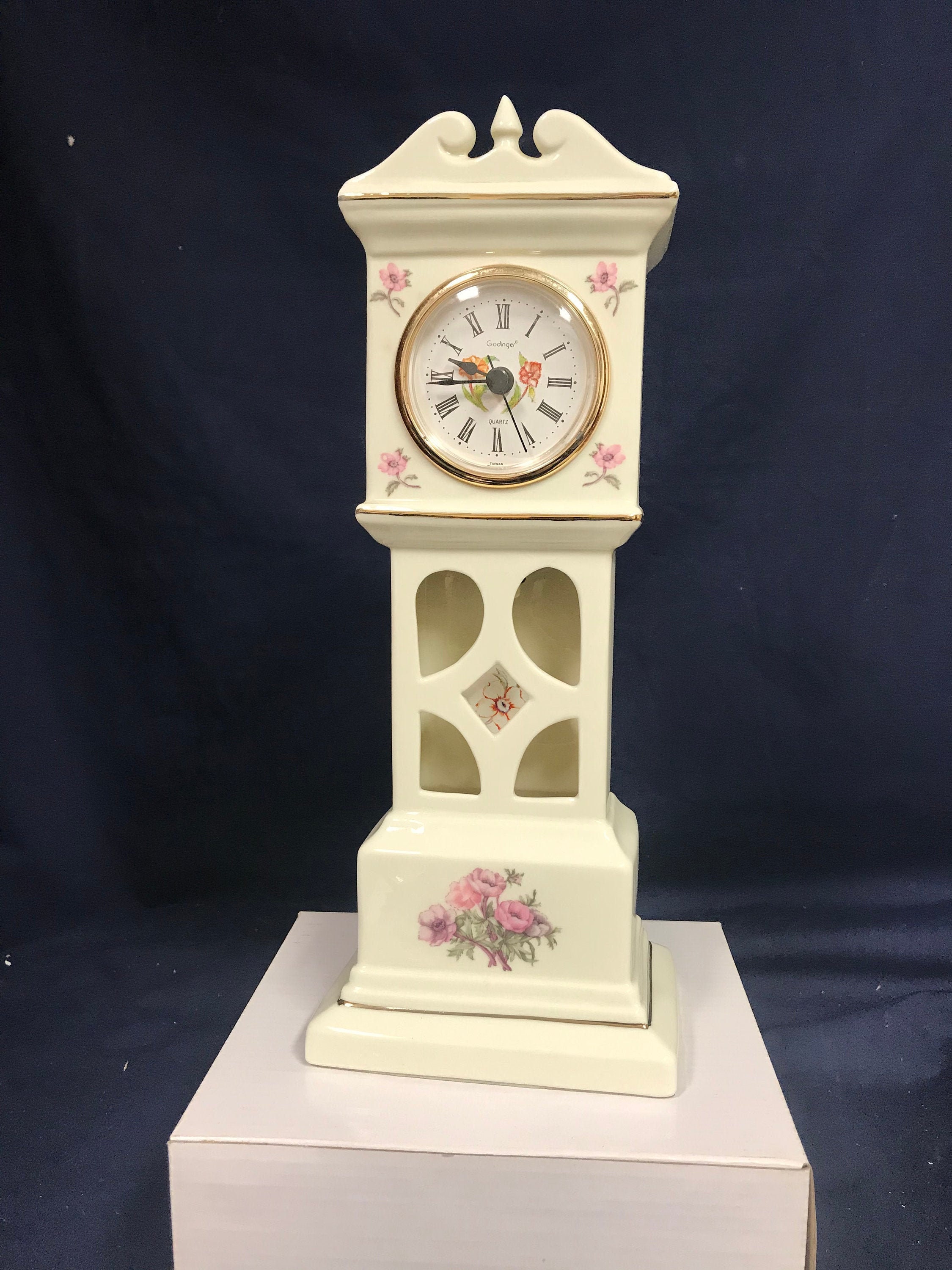 Vintage Porcelain Clock With Floral Design - Etsy