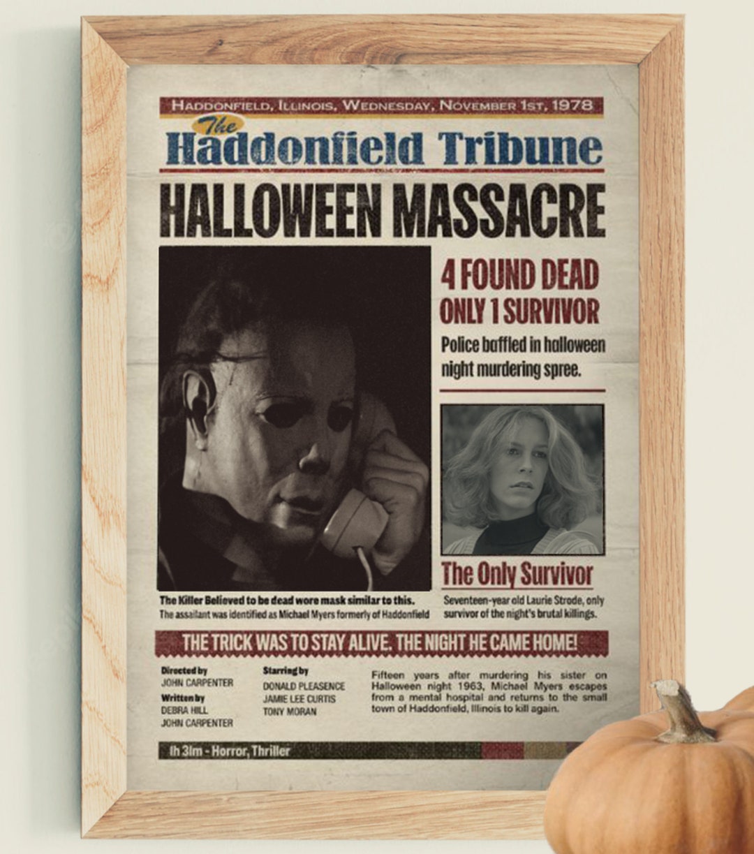 Halloween 1978 Movie Newspaper Poster Print Michael Myers - Etsy