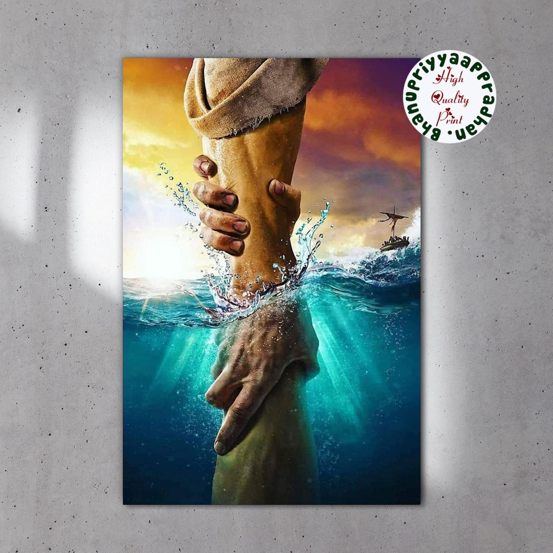 Christian Jesus Savior Minimalist Poster Jesus Reaching Hand - Etsy