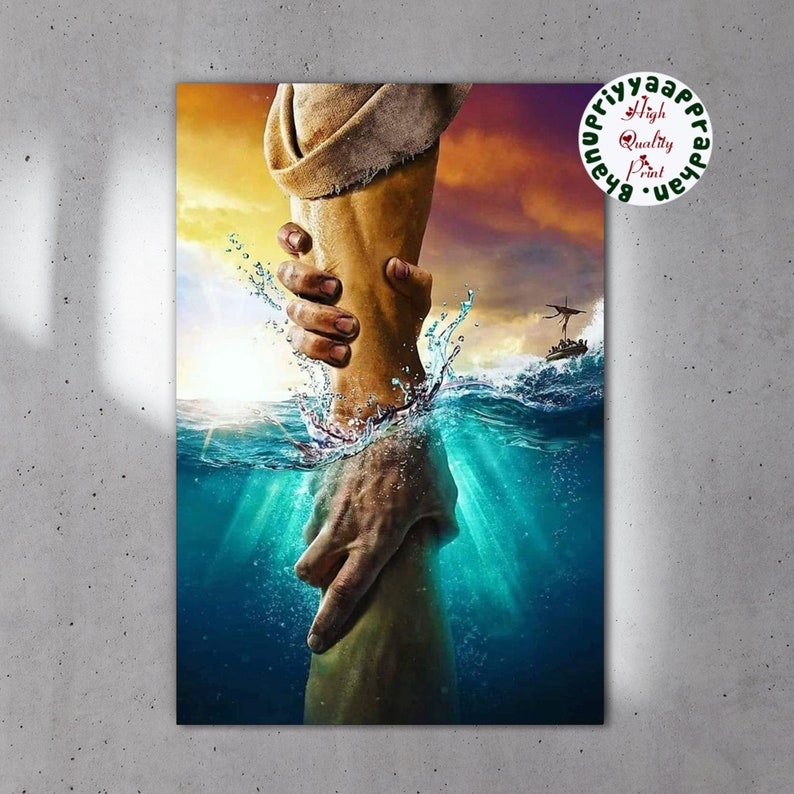 Christian Jesus Savior Minimalist Poster Jesus Reaching Hand - Etsy