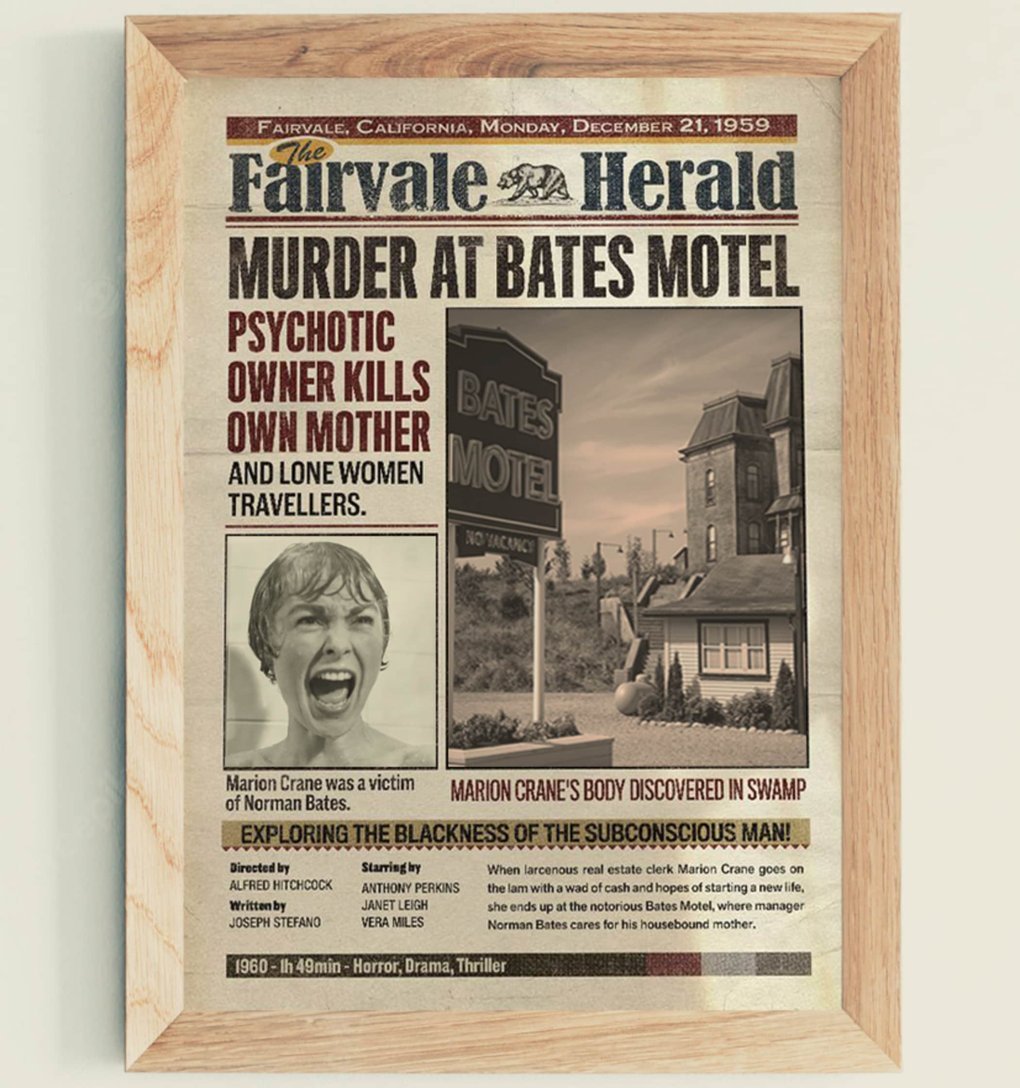 Psycho Horror Scary Halloween Newspaper Music Norman Bates - Etsy
