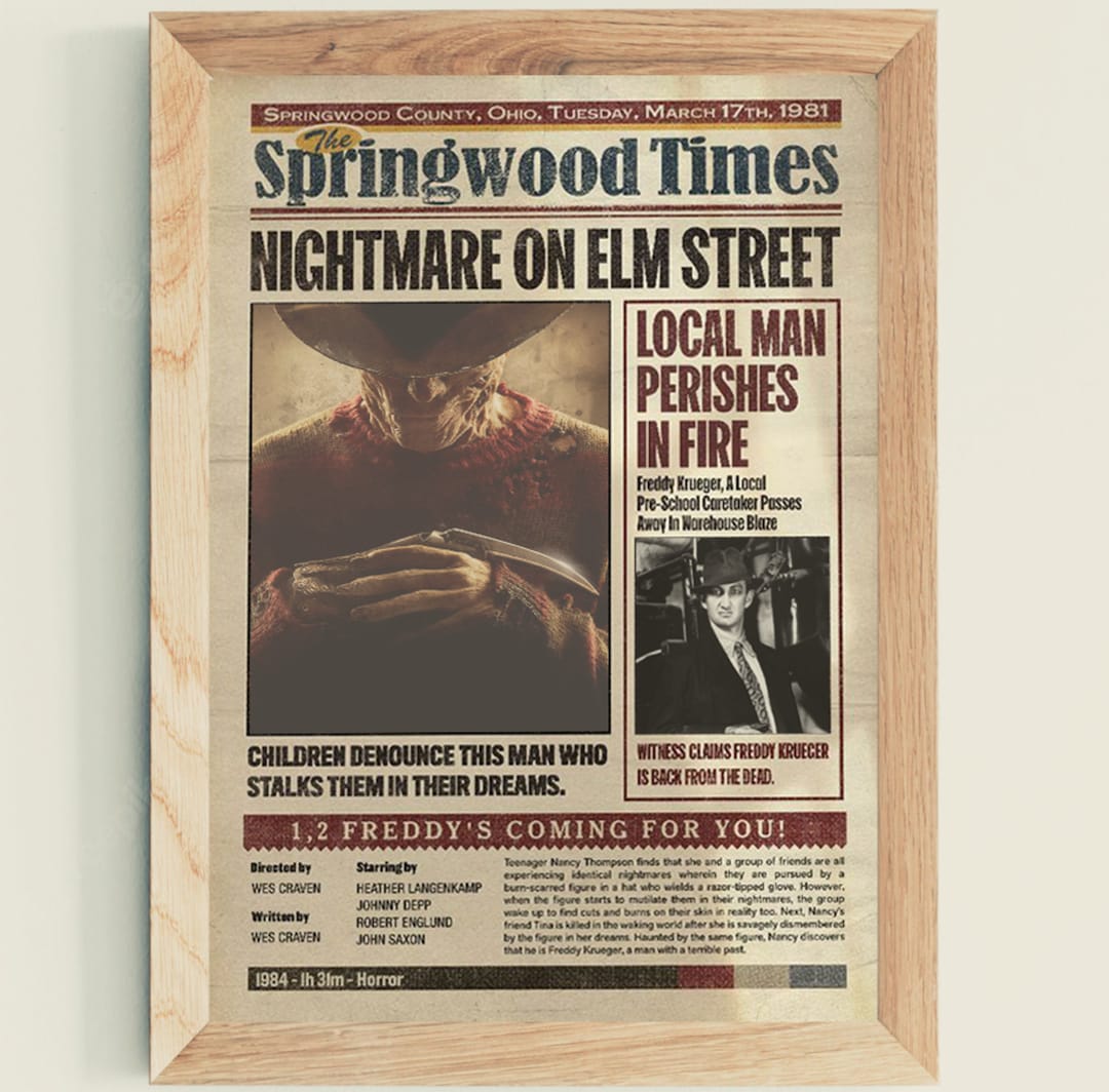 Freddy Krueger Newspaper Poster Nightmare on Elm Street - Etsy
