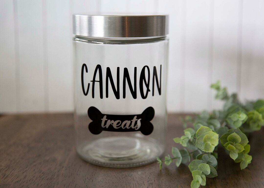 CUSTOM DOG NAME- Glass Dog Treat Jar - Etsy