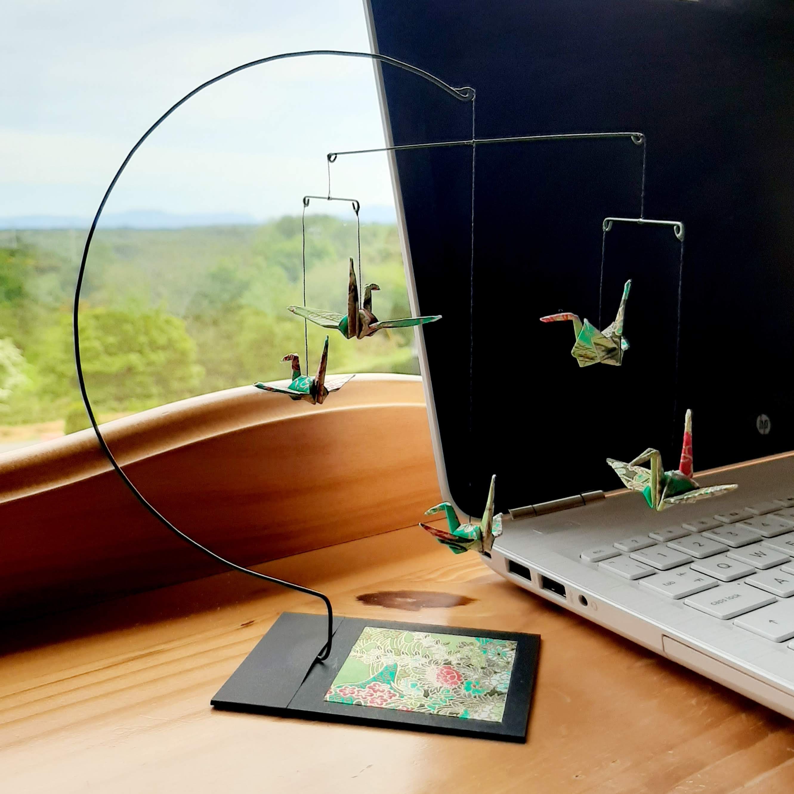 Desktop Origami Crane Mobile Green - Etsy