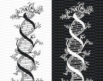 DNA Strand Tree digital Download Black and White Vector Clip Art ...