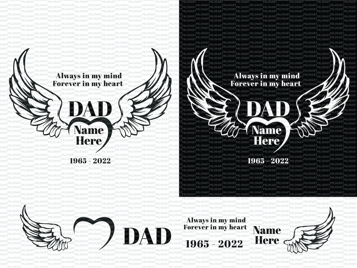 Dad Memorial Svg,dad in Heaven Png,in Memory of Dad Svg,memorial Angel ...