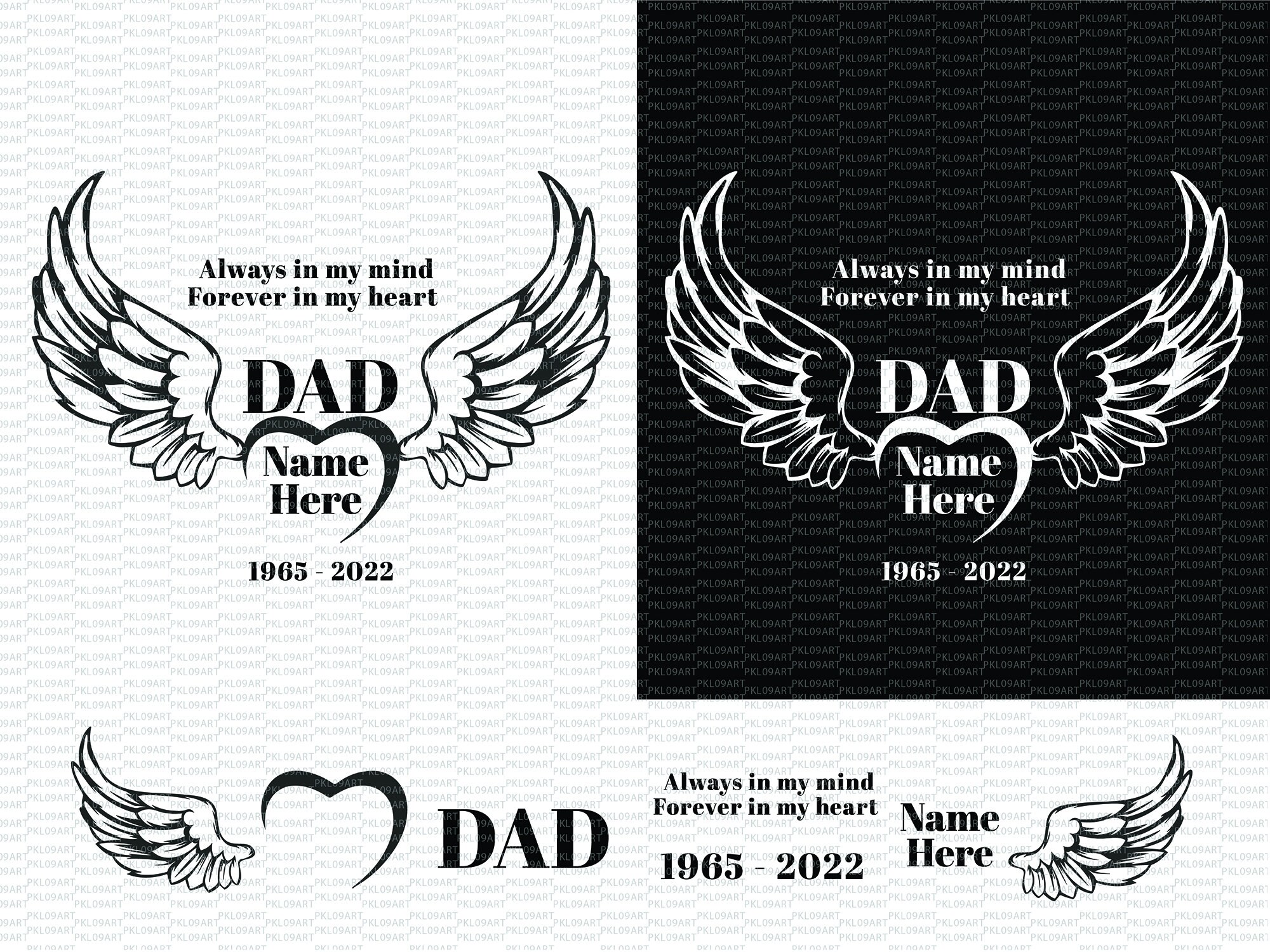 Dad Memorial Svg,dad in Heaven Png,in Memory of Dad Svg,memorial Angel ...