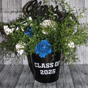 Class of 2025 Graduation Flower Arrangement – Blue & White Wood Flowers ...