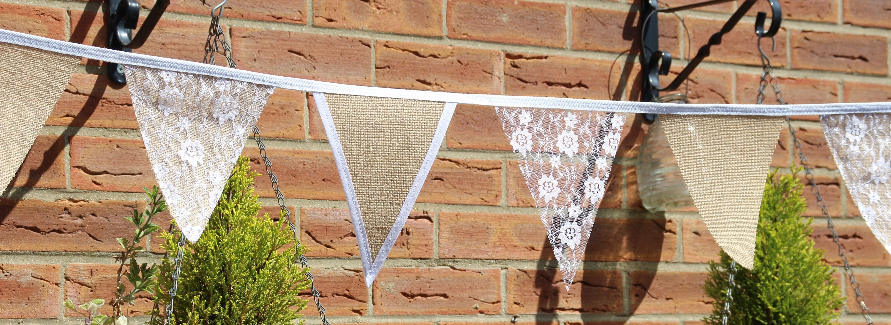 Hessian and Lace Bunting - Etsy UK