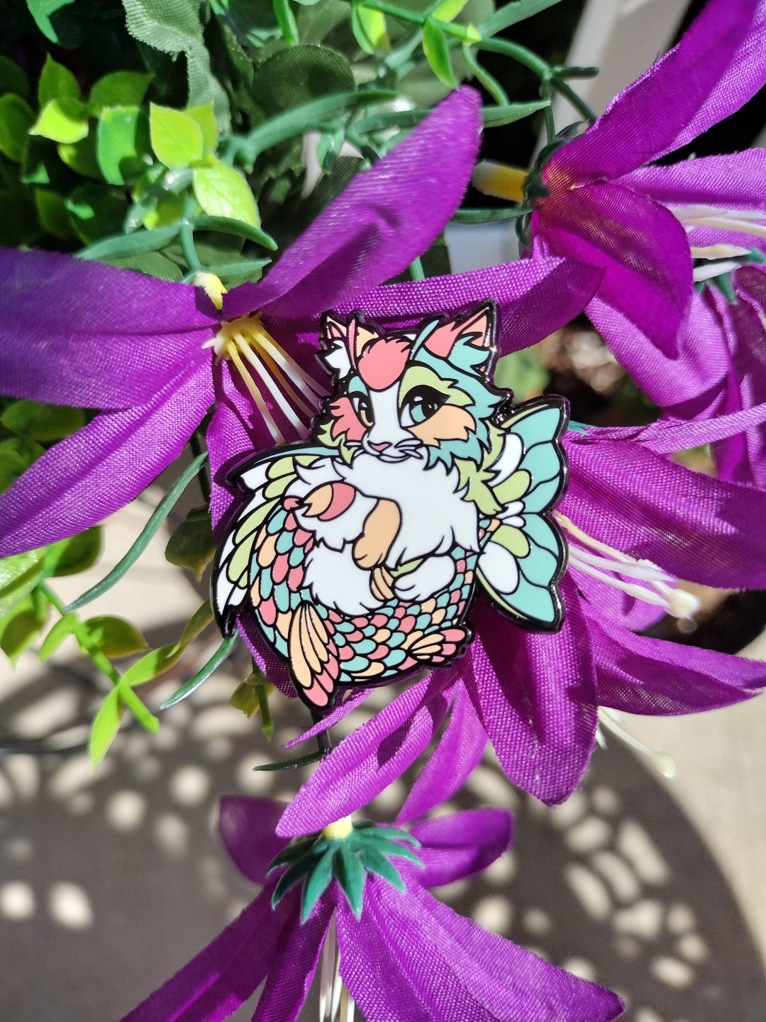 Sherb #10 | Fursona Pin Koi Catfish Adopt- Colorful Hybrid Cat ...