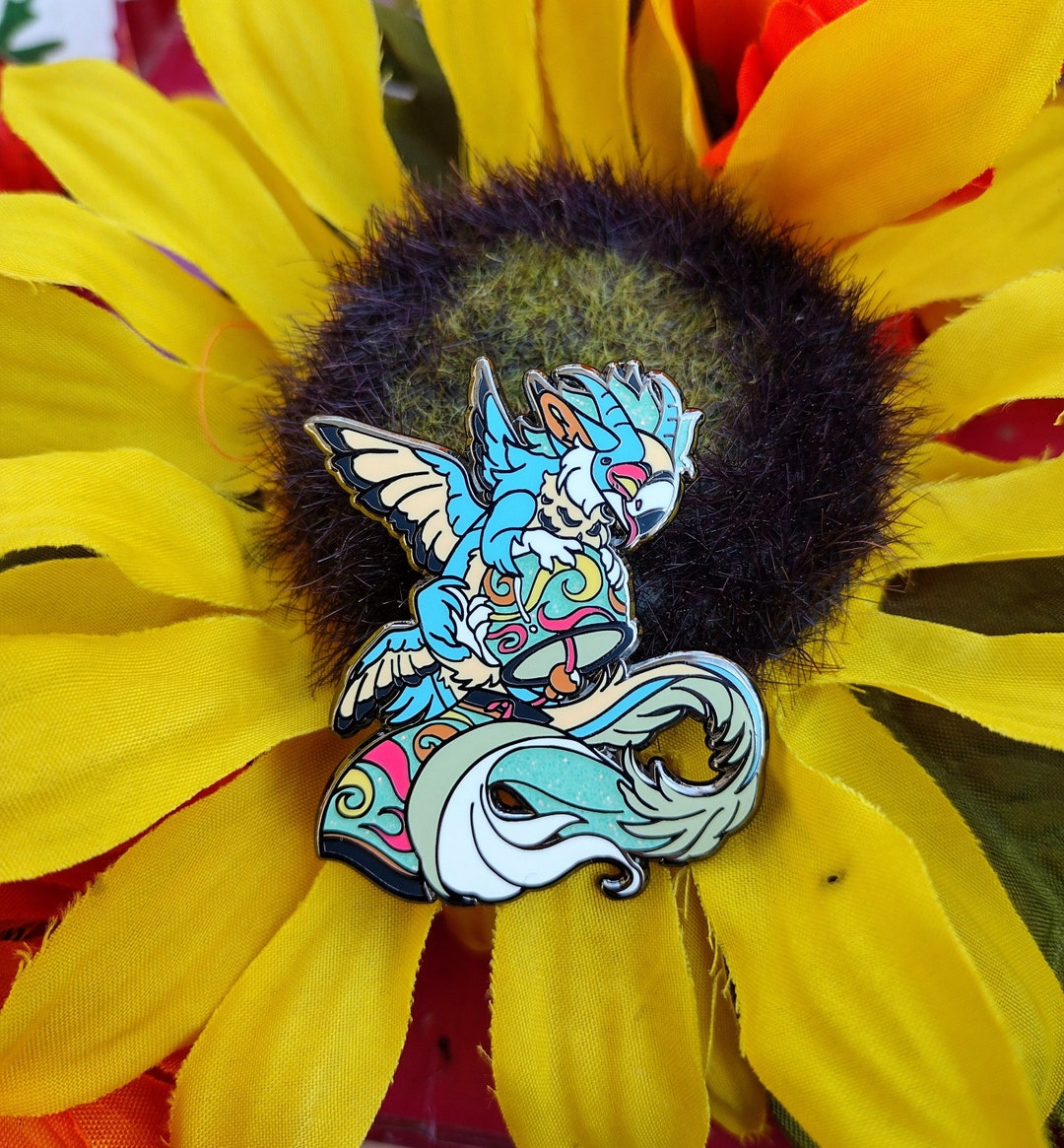Quill #1379 (variant) | Fursona Pin Bird Dragon Adopt- Colorful Avian ...