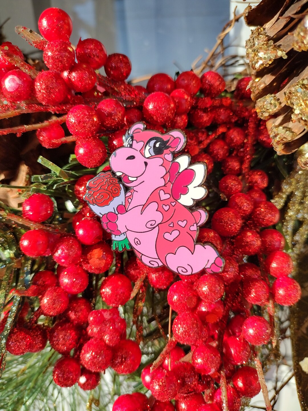 Rosalina #008 | Pink Valentine Hippo- Angel Wings / Roses / Valentine's ...