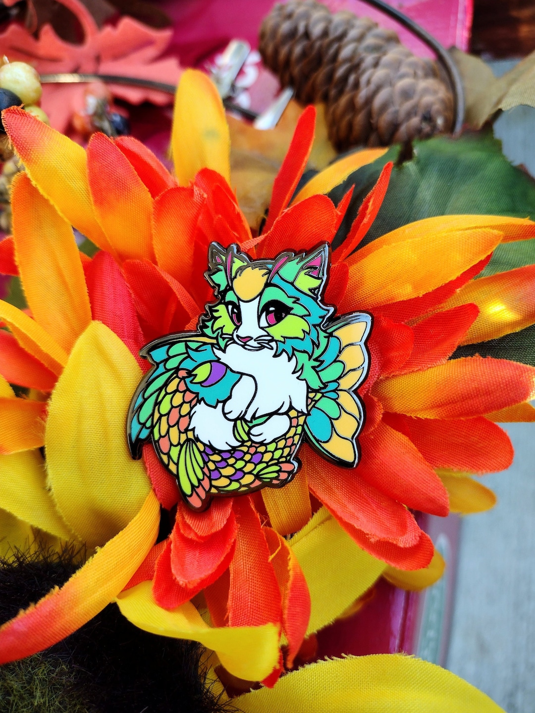 Sorbet #23 | Fursona Pin Koi Catfish Adopt- Colorful Hybrid Cat ...