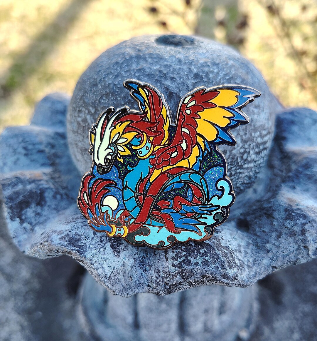 Quetzalli the Angelic Sky Serpent| Fursona Pin Angelcore Adopt- Dragon ...