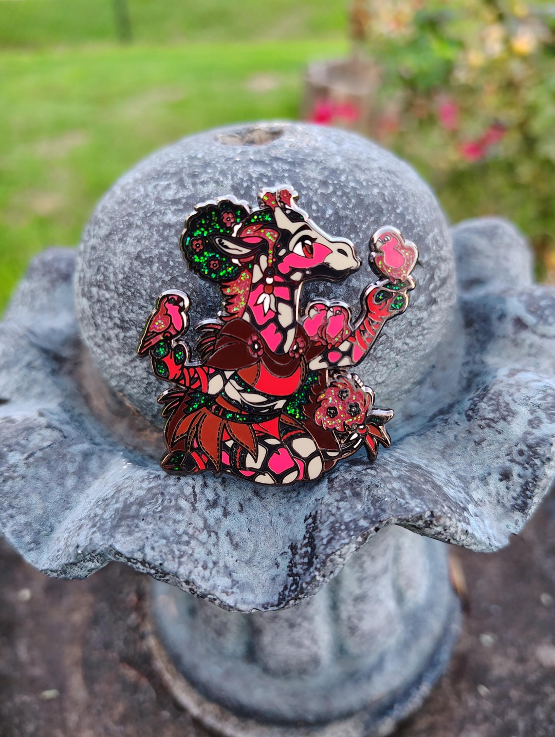 Seraphina the Giraffe Druid | Fursona Pin Adopt- Fiery /red / DND ...