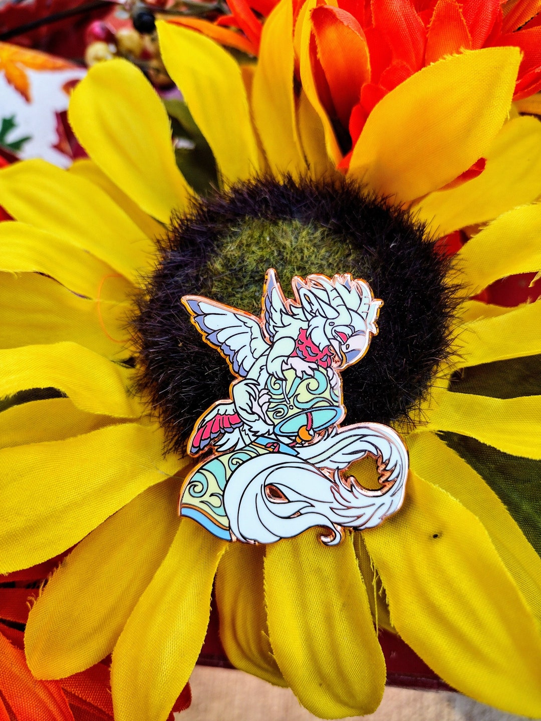 Quill #1379 (variant) | Fursona Pin Bird Dragon Adopt- Colorful Avian ...