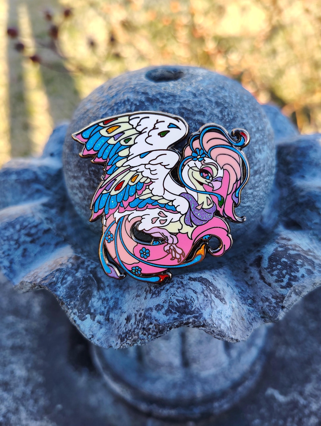 Enfys the Phoenix Peacock| Fursona Pin Fairycore Adopt- Dragon / Magic ...
