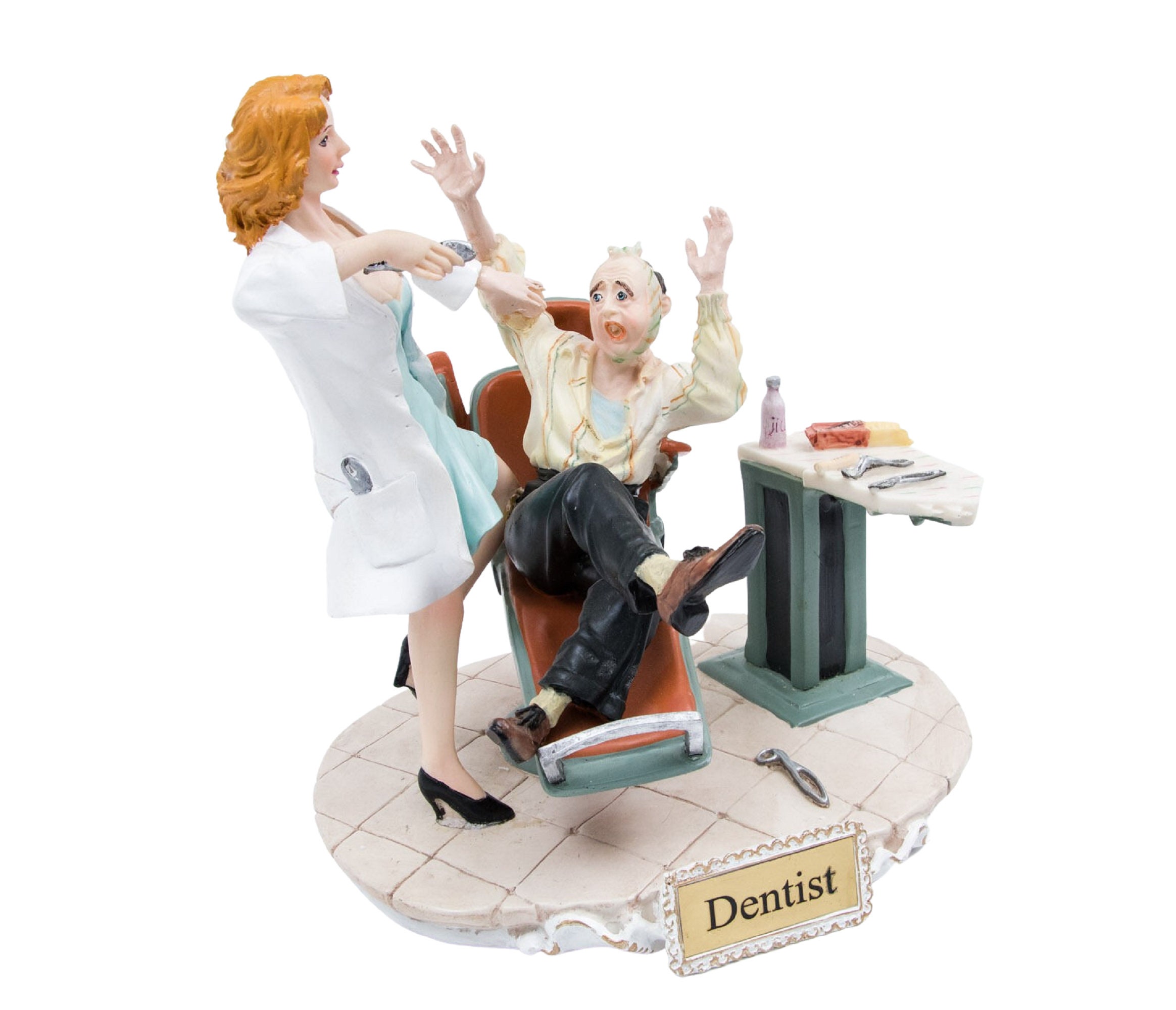 Decorative Art Figurine Statue of Female Blonde Dentist Performing an ...