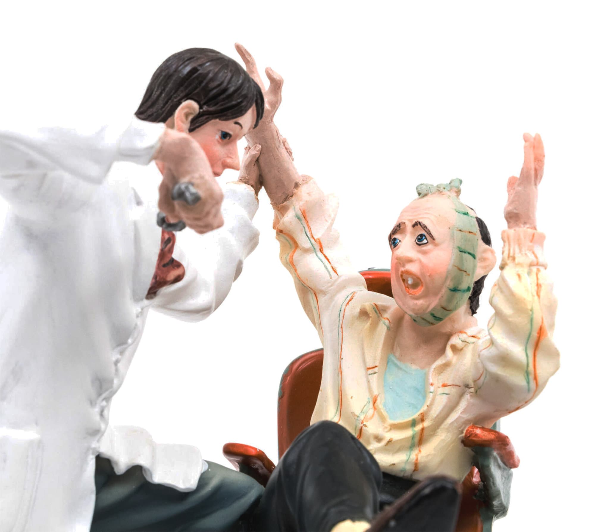 Decorative Art Figurine Statue of Male Dentist Performing an Extraction ...