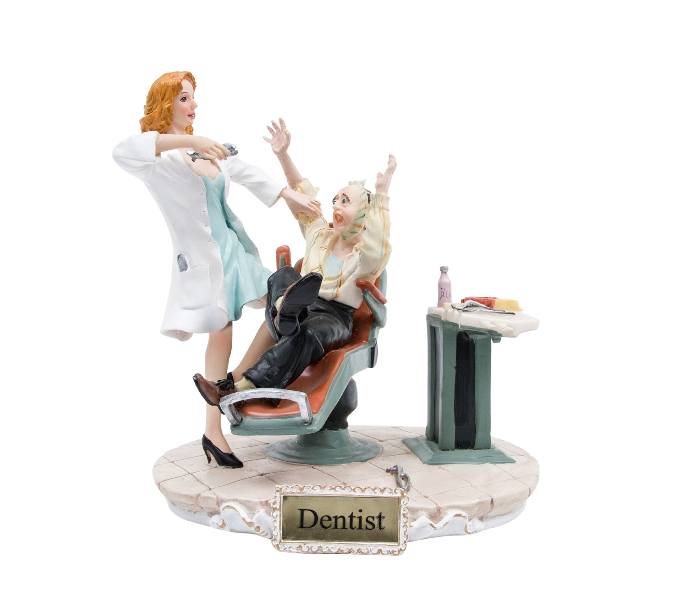 Decorative Art Figurine Statue of Female Blonde Dentist Performing an ...