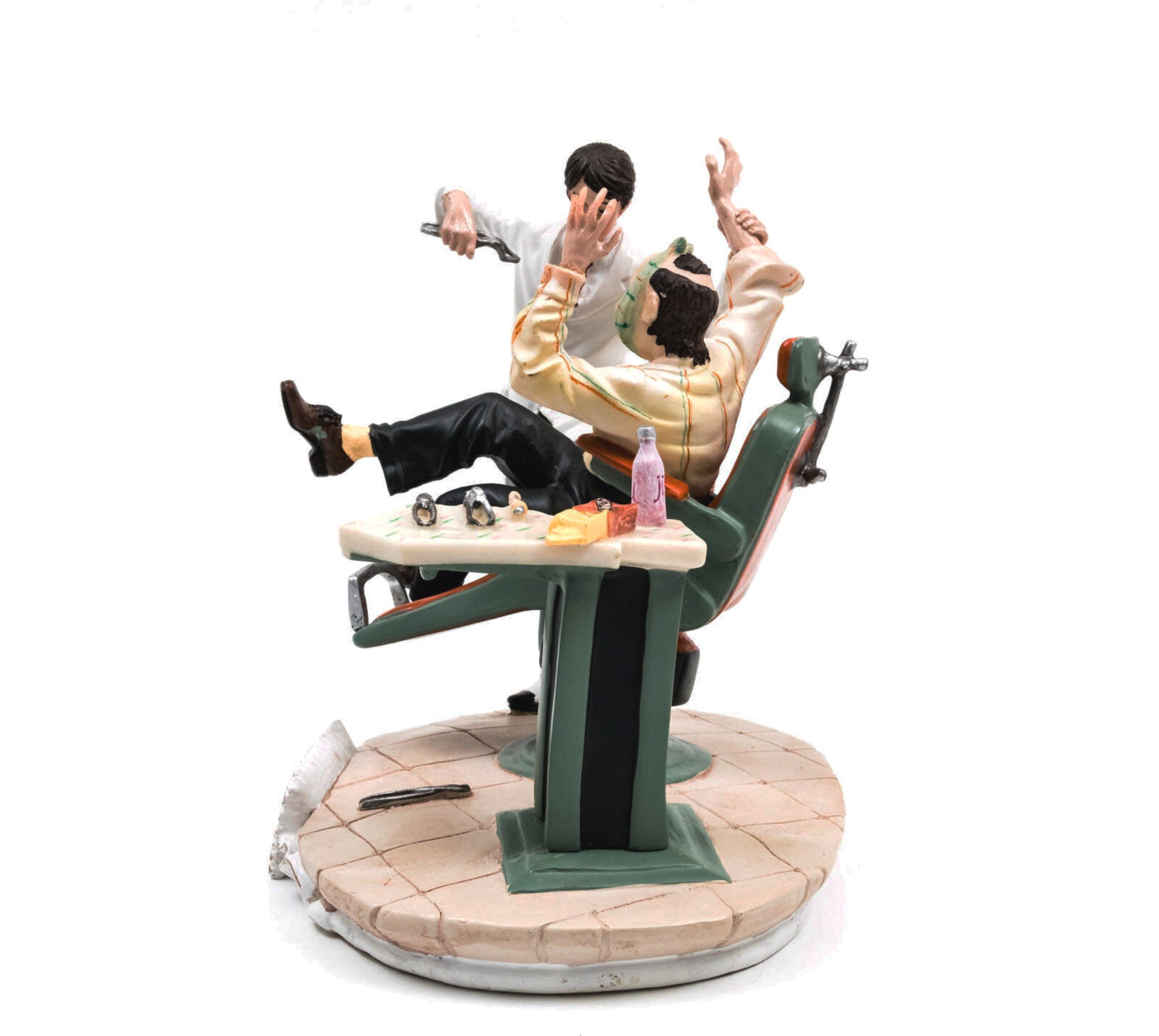 Decorative Art Figurine Statue of Male Dentist Performing an Extraction ...