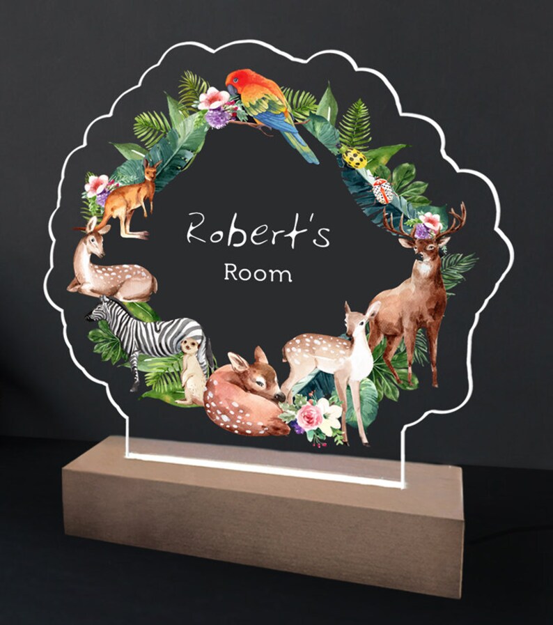 Acrylic LED Night Light Color Printing Animals Bedside Lamp | Etsy