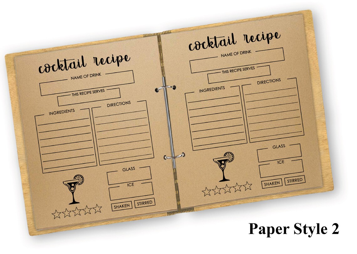 Cocktail Book Custom Recipe Book Blank Recipe Book Christmas Gift ...