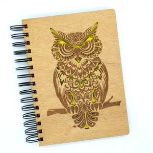 Notebook Owl Customized Journal Cover, Wood Notebook, Personalized ...