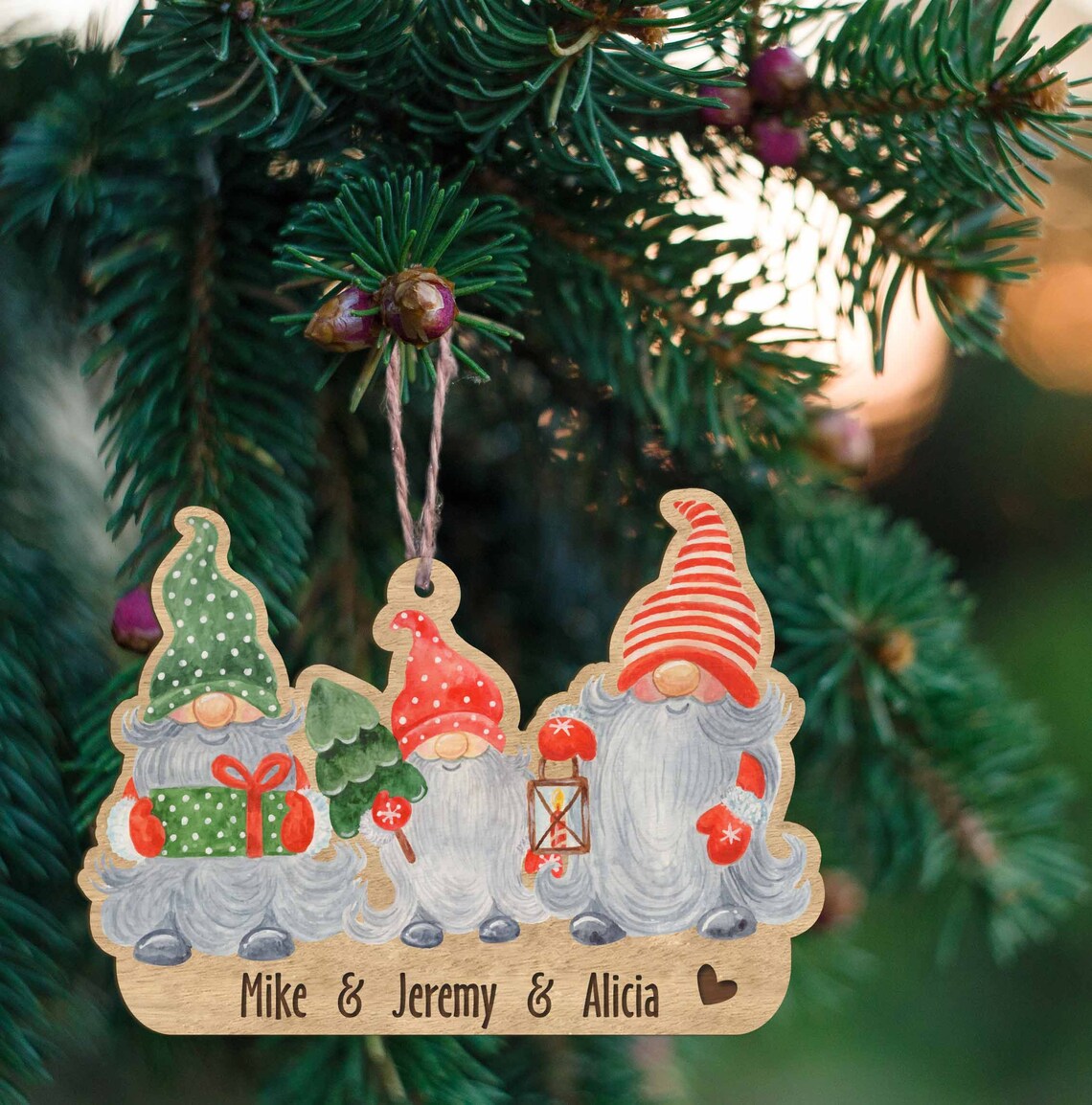Personalized Family Christmas Ornament, Gnomes Christmas Ornament ...
