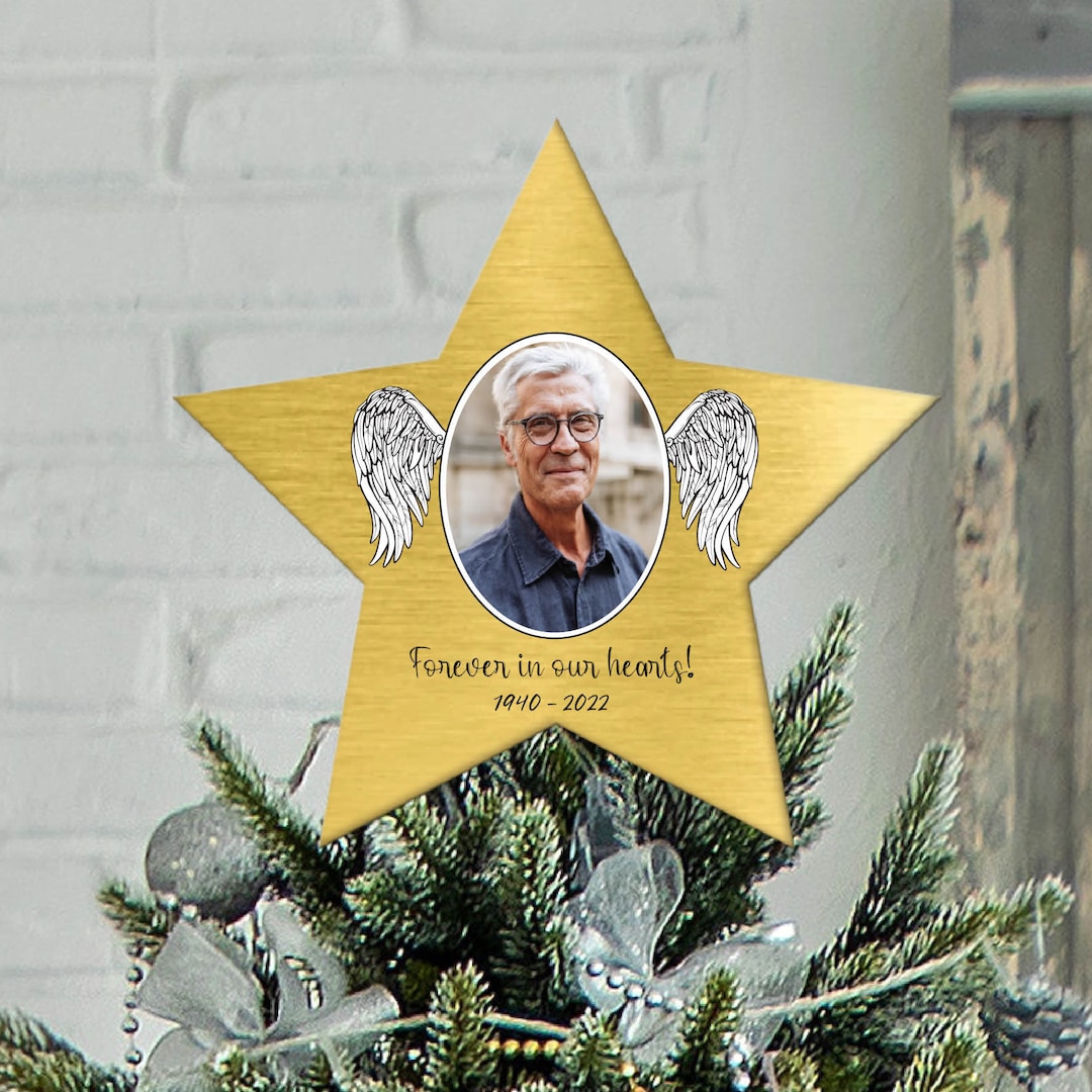 PHOTOGRAPH STAR Forever in Our Hearts Angel Tree Topper Memorial Gift ...