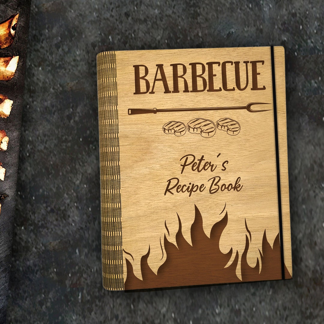 BBQ Recipe Book Wooden Journal Blank Recipe Book Bbq Recipes Bbq Gifts ...