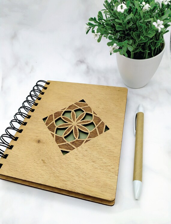 Mandala Handmade Wooden Notebook Customized Journal Cover | Etsy