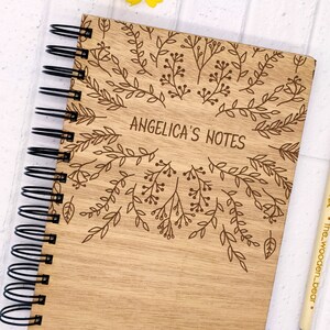 Flowers Wooden Notebookengraved Notebook, Engraved Journal, Wood ...