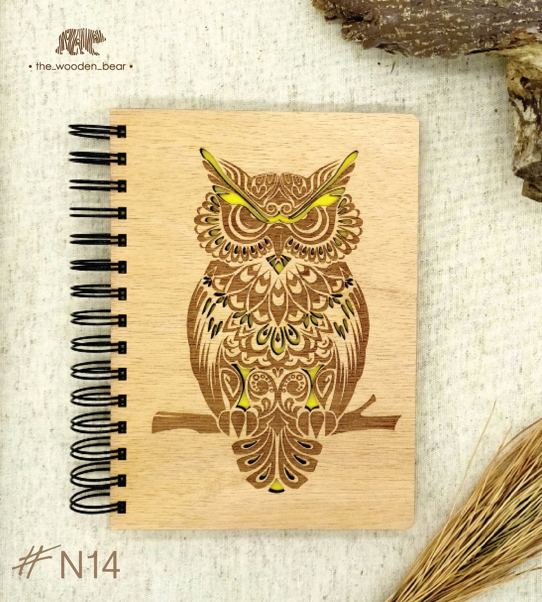 Notebook Owl Customized Journal Cover, Wood Notebook, Personalized ...