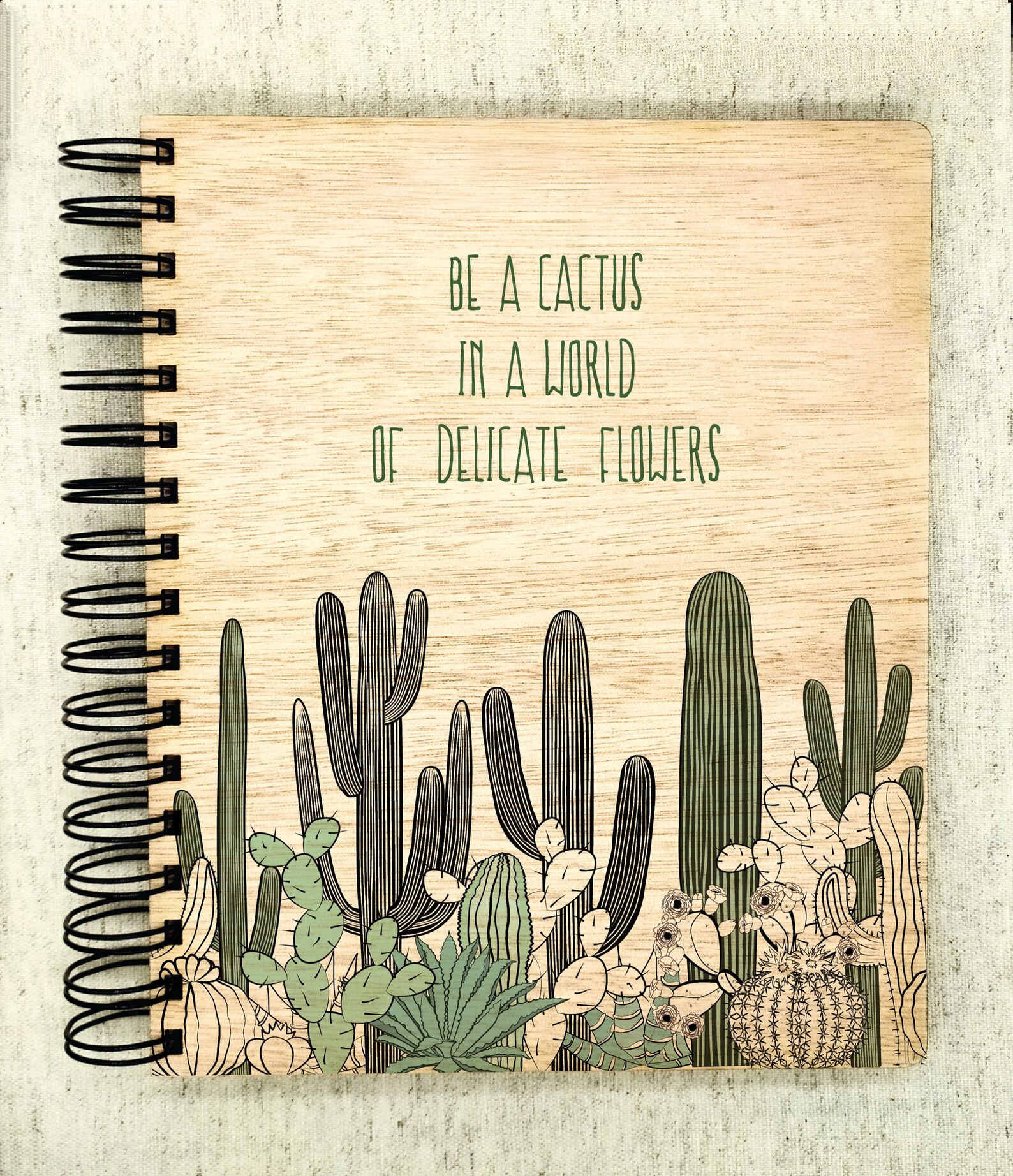 Cactus Notebook Customized Journal Cover Wood Notebook - Etsy