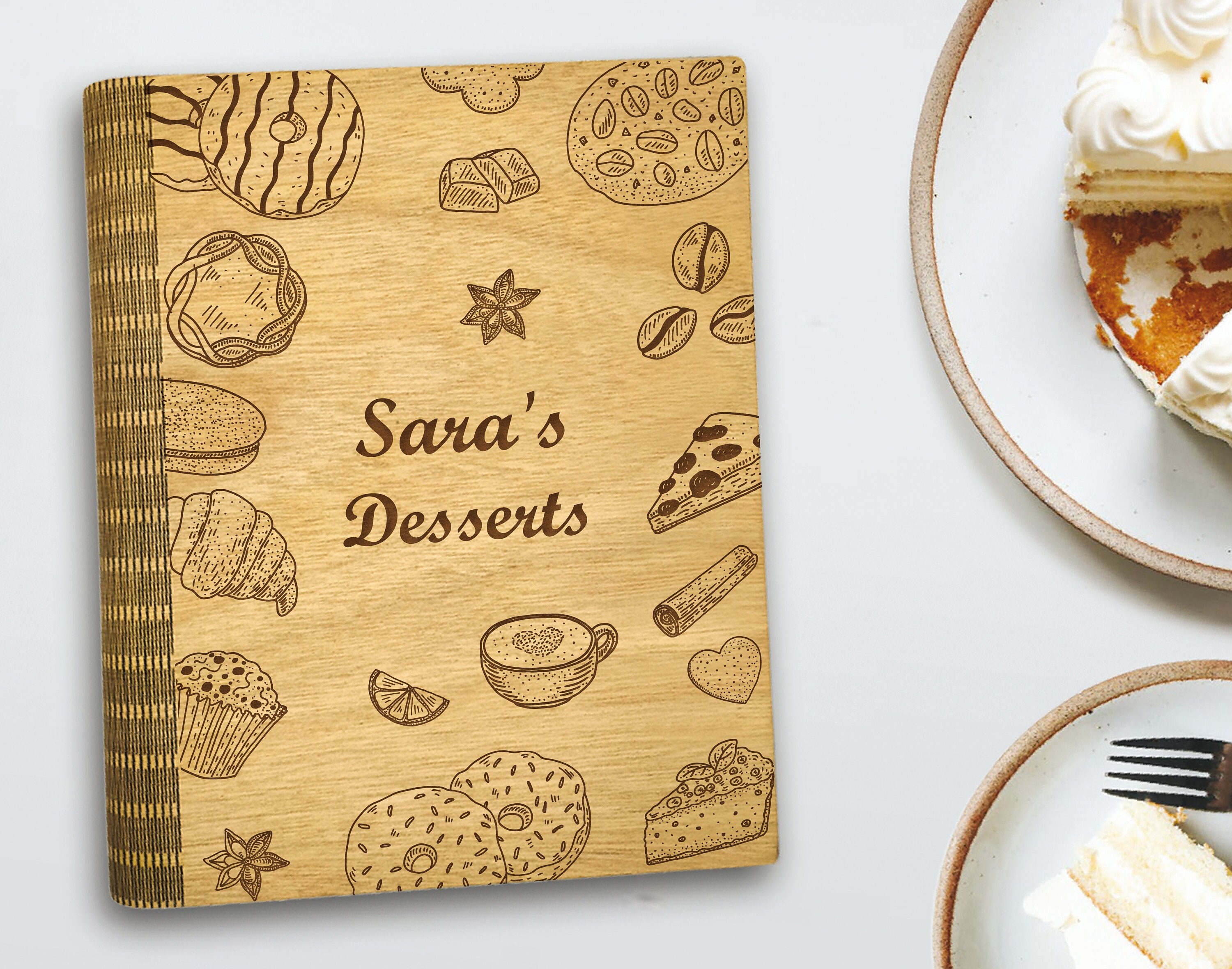 Recipe Book Personalized Cookbook Holder Wooden Journal Blank | Etsy