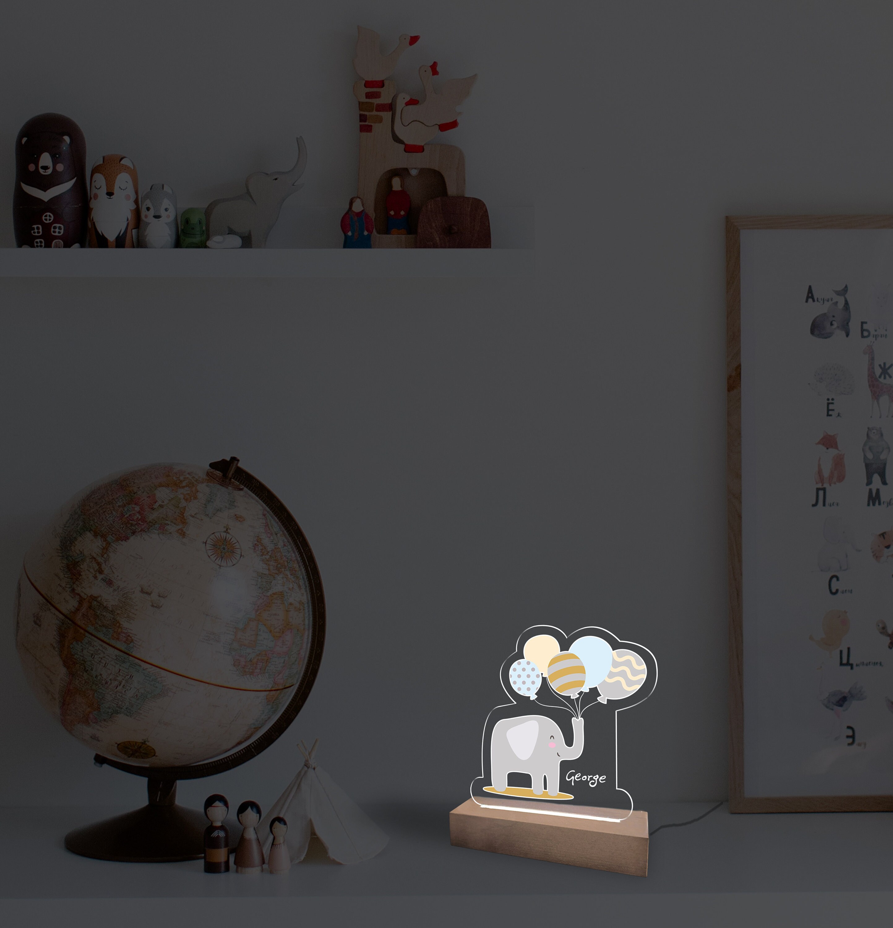 Acrylic LED Night Light /Color Printing Elephant / | Etsy