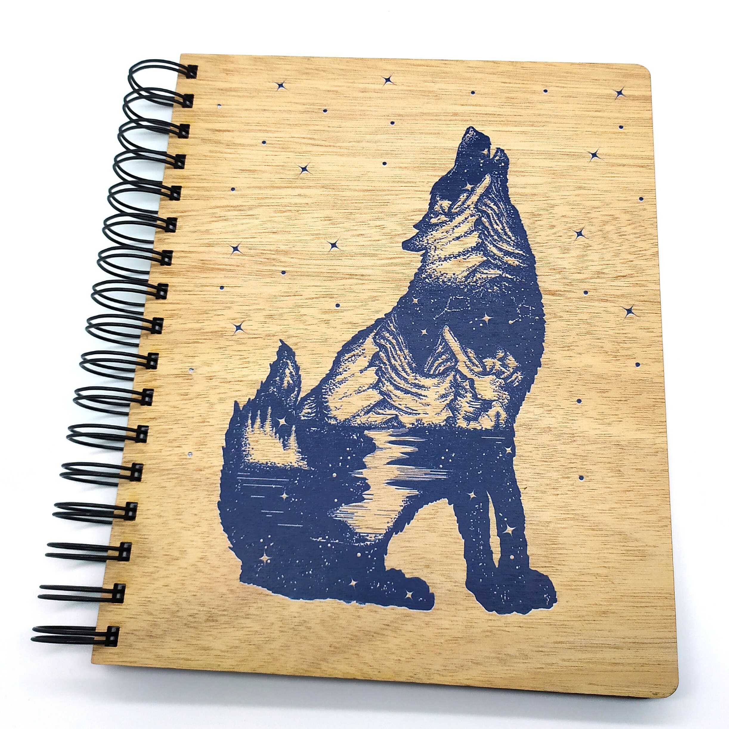 Wolf Wooden Notebook customized Journal Cover Wood Notebook | Etsy