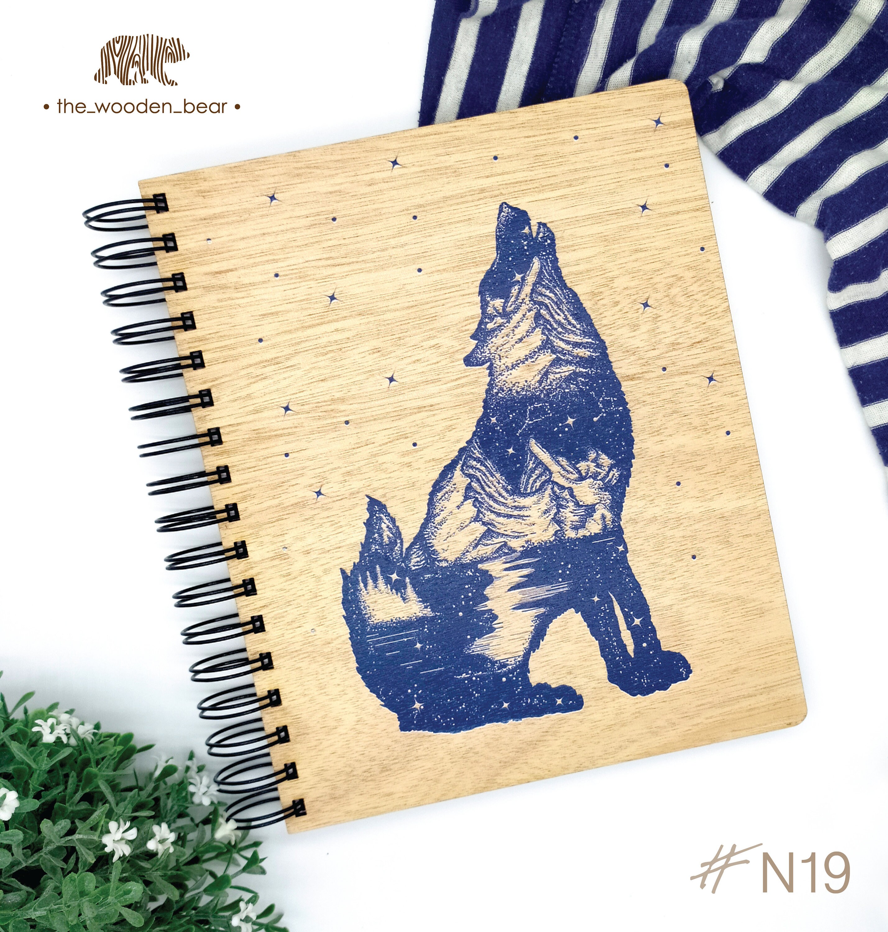 Wolf Wooden Notebook customized Journal Cover Wood Notebook | Etsy