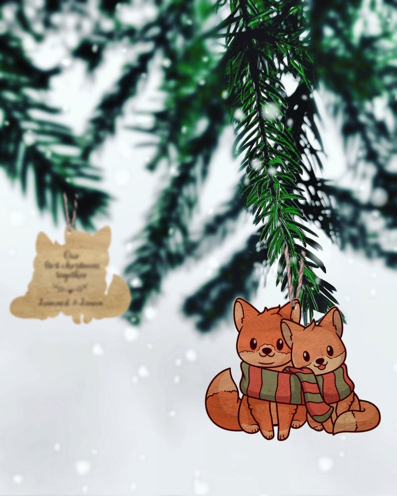 Fox Ornament for Christmas Fox Ornaments Personalized Wood Ornament ...