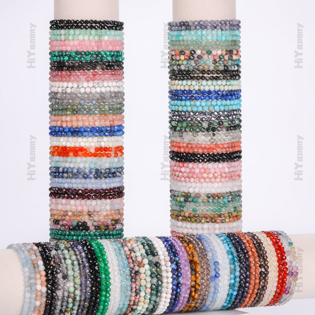 3mm Facet Round Beads Bracelet,stretch Beaded Bracelet,stacking ...