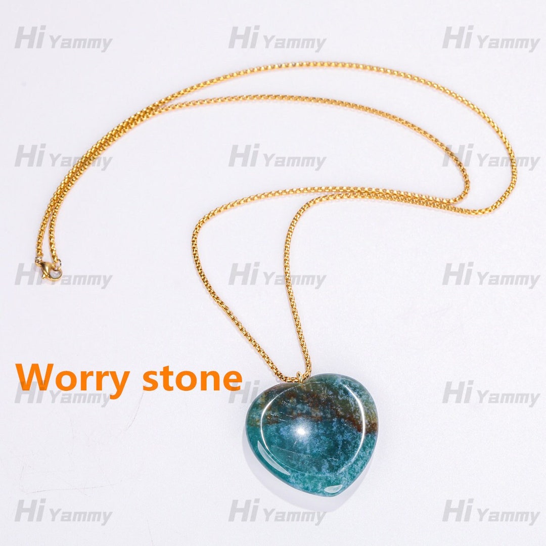 Crystal Worry Stone Necklace ,heart Worry Stone,healing Crystals,inner ...