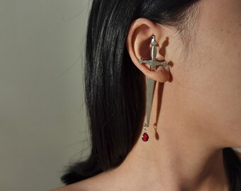 Sword Earrings Through Ear - Etsy
