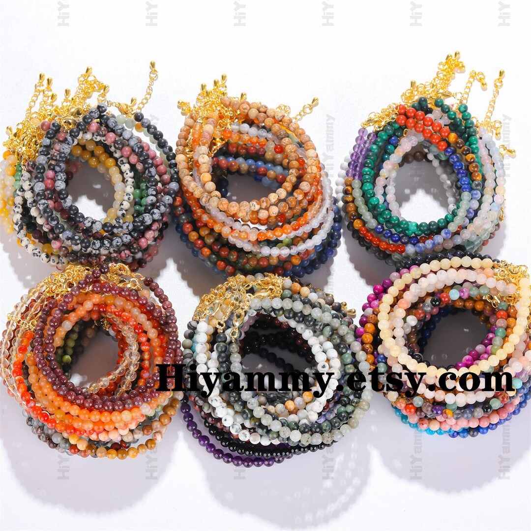 Natural Crystal Bracelets 4mm Round Smooth Beads,stainless Steel Chain ...