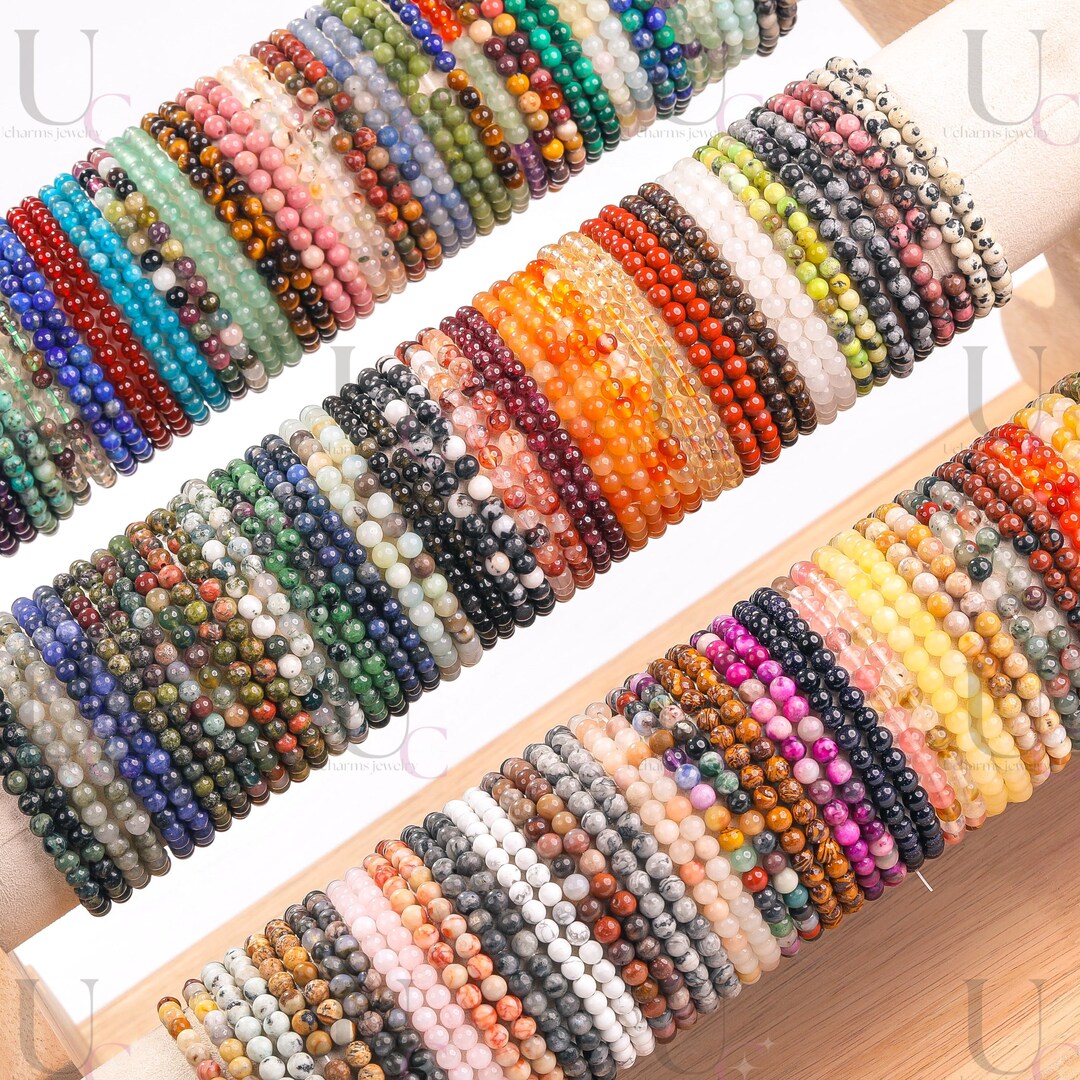 4mm,crystal Beaded Bracelet, Minimalism Bracelet,men/women Stretchy ...