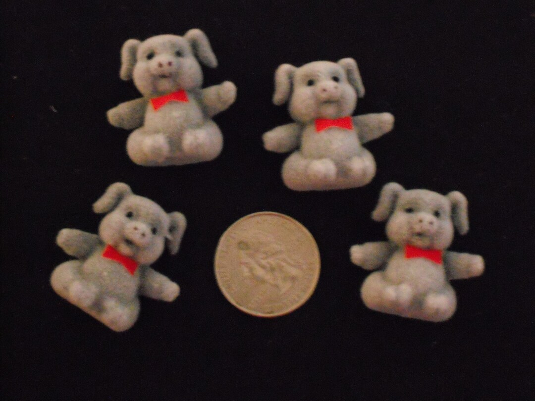 Miniature Flocked Pigs set of 4 - Etsy